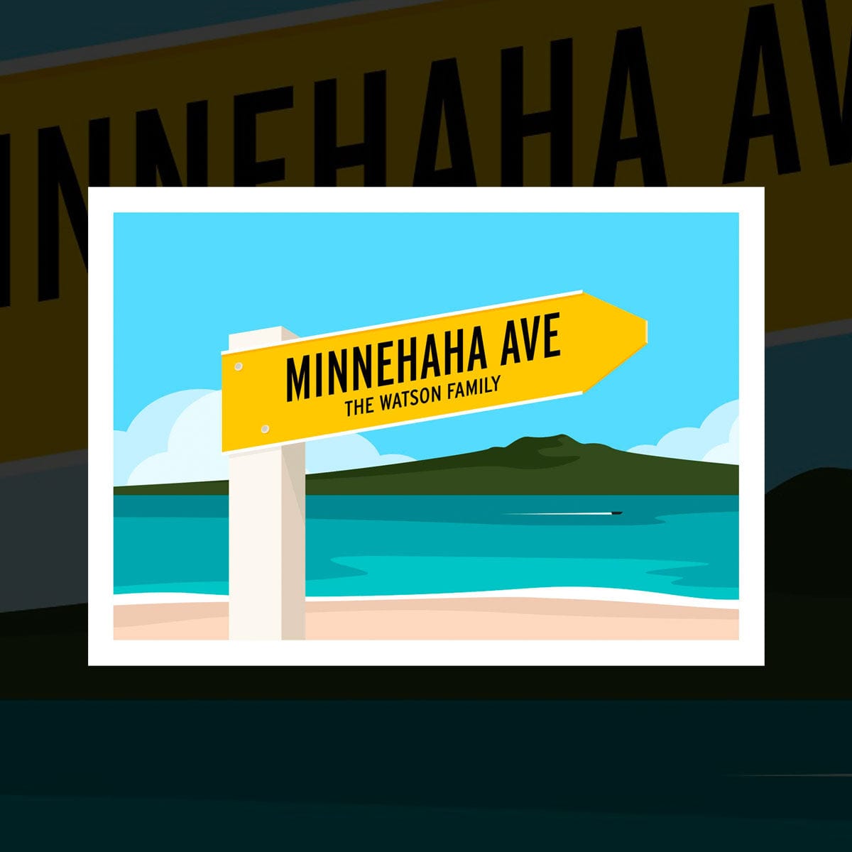 'Rangitoto' Personalised Road Sign Art Print – Fishmob - Iconic NZ art ...