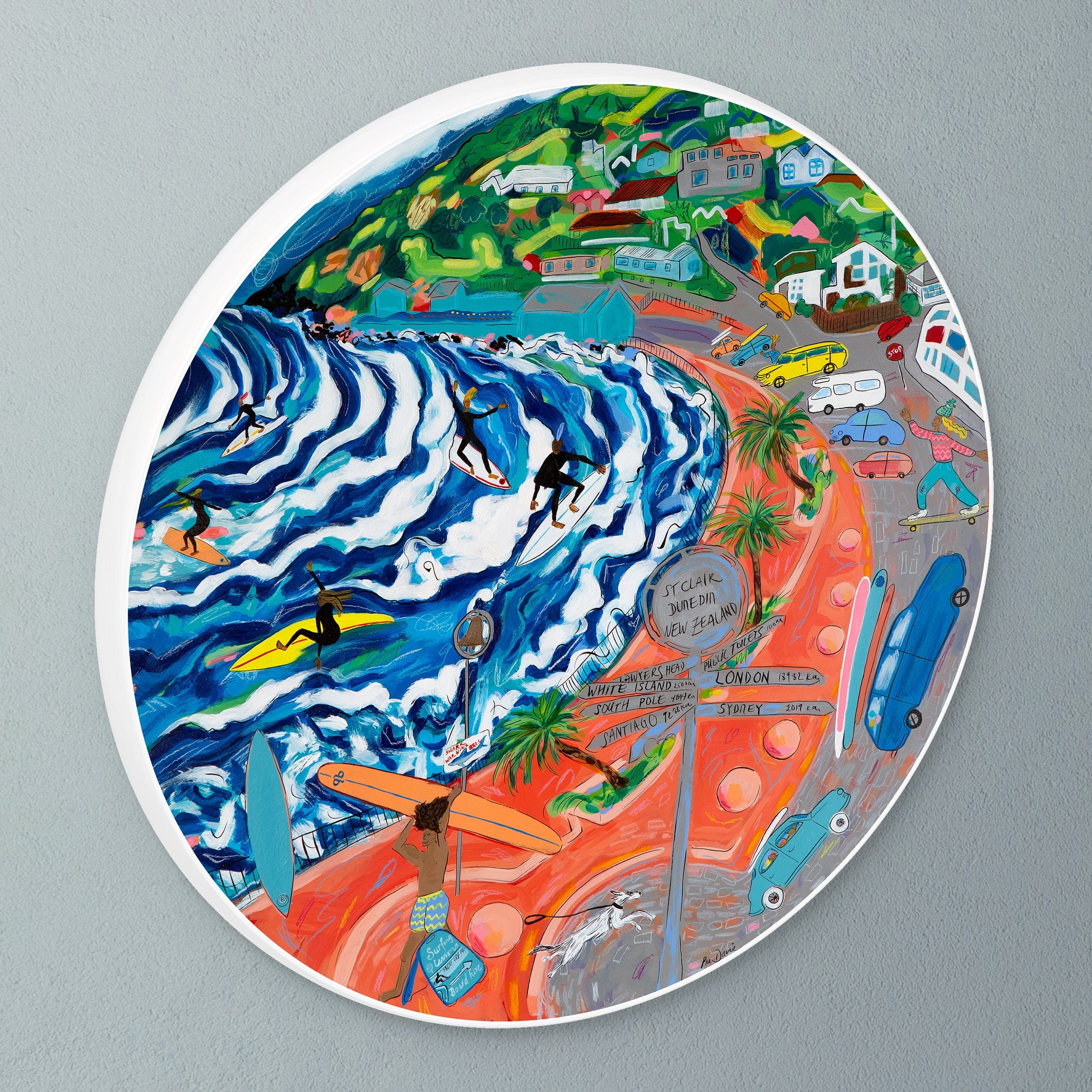 "A-round St Clair" circular art disc by Pia Davie – Fishmob - Iconic NZ ...