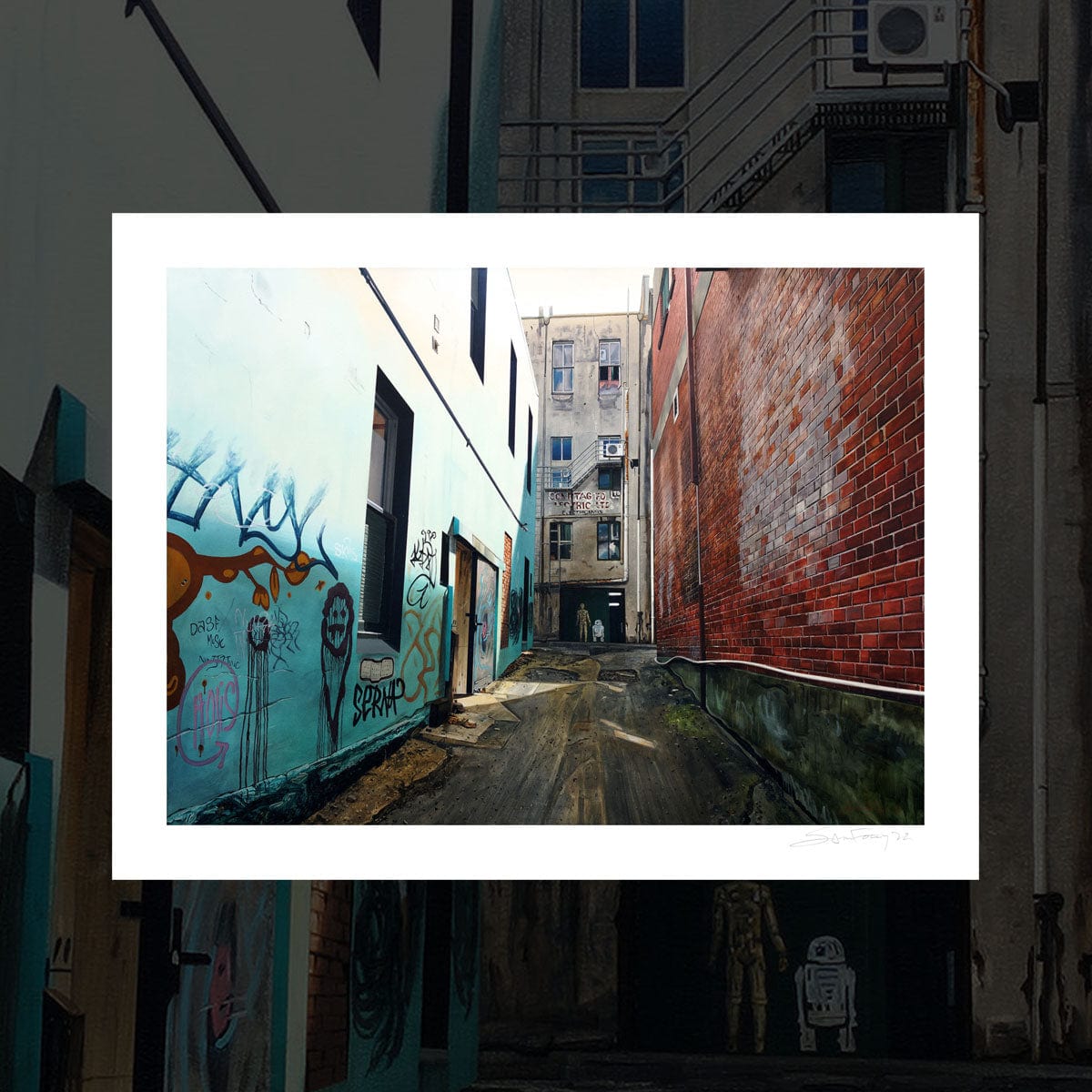 'Alleyway' signed art print by Sam Foley – Fishmob - Iconic NZ art prints